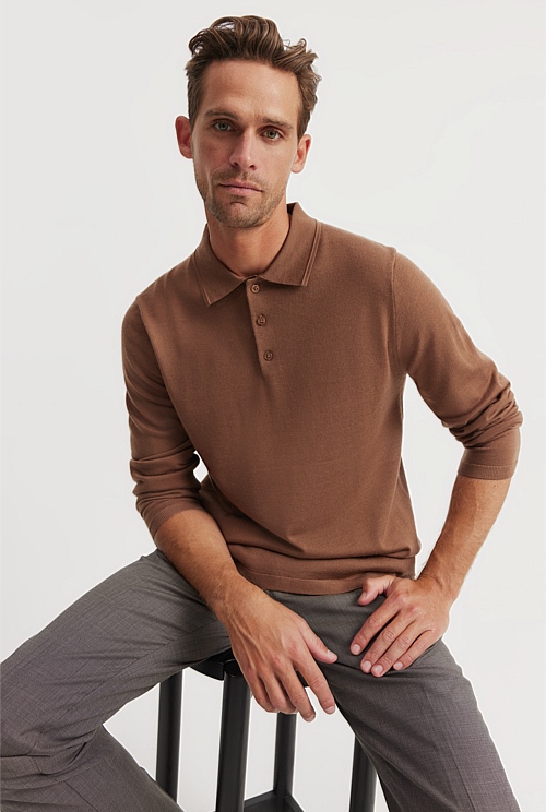 Ginger Merino Long Sleeve Polo - Knitwear | Outlet