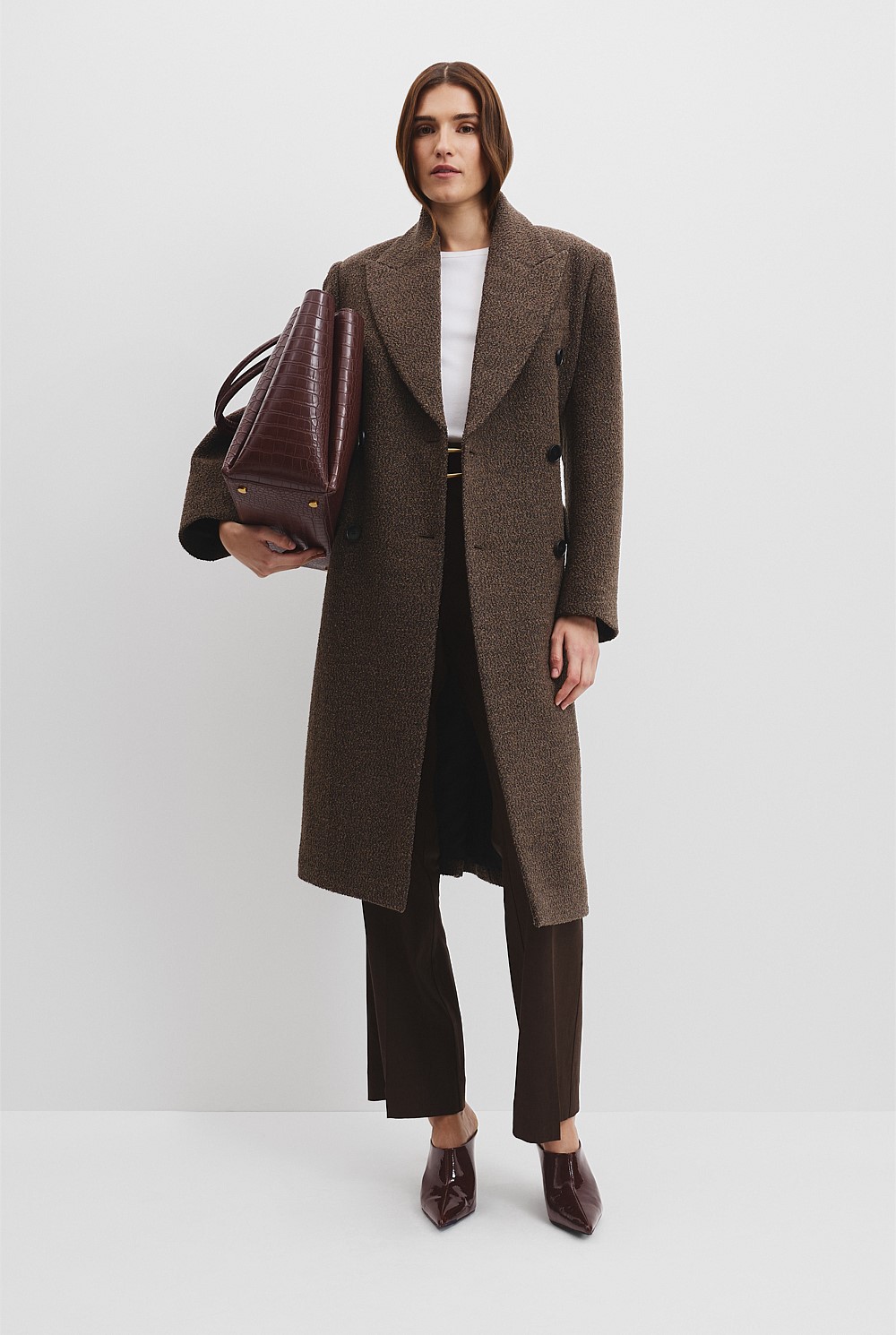 Brunette Double-Breasted Boucle Coat - Jackets & Coats | Outlet