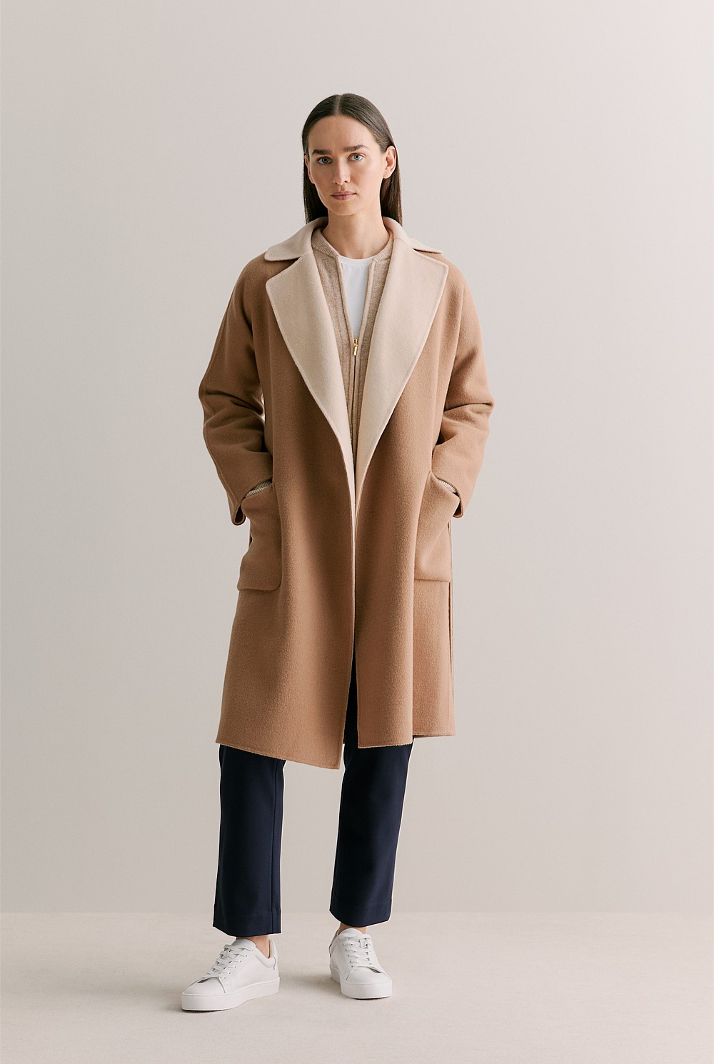 Oatmeal Marle Merino Double Knit Zip Bomber Cardigan - Knitwear | Outlet