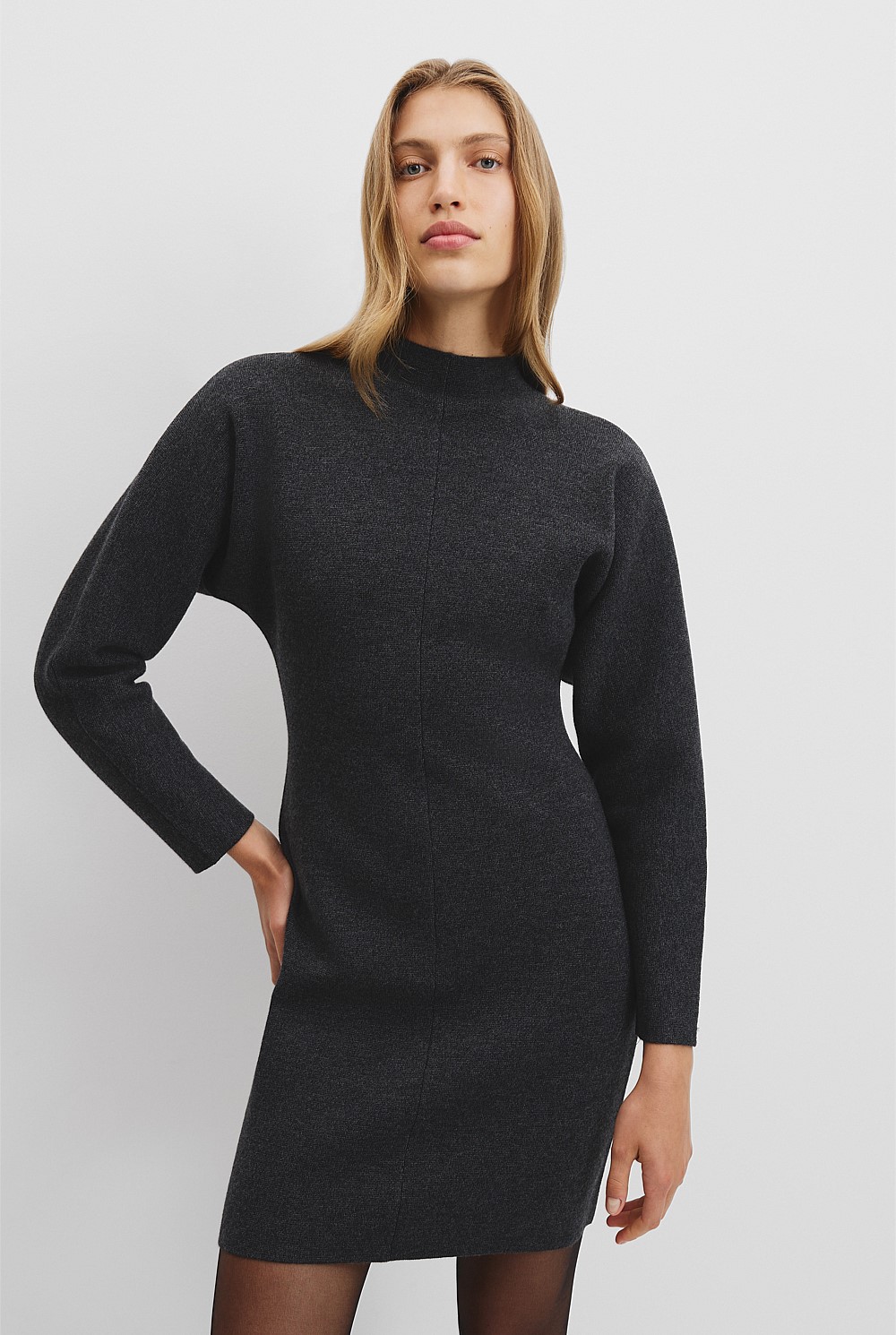 Black Marle Compact Wool Knit Dress - Dresses | Outlet