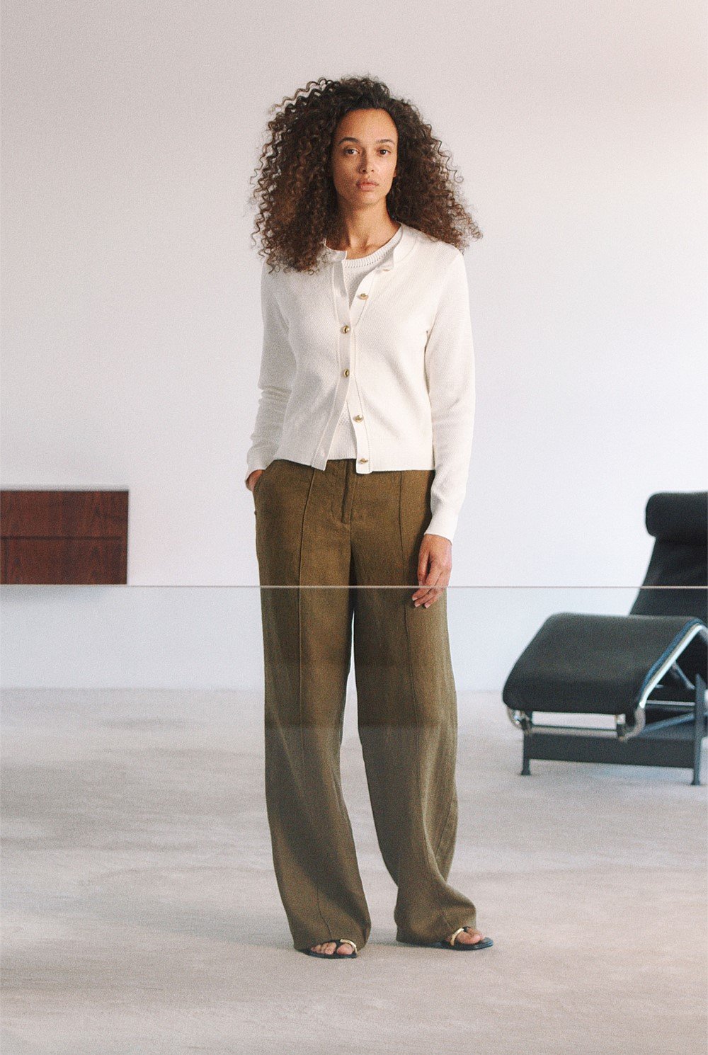 Dark Khaki Linen Pintucked Pant - Pants | Outlet