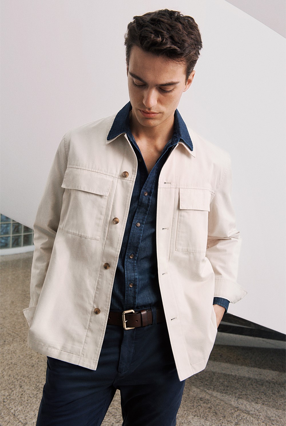 Stone Cotton Twill Chore Jacket - Outerwear | Outlet