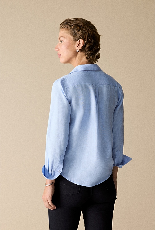 Periwinkle Blue Linen Classic Shirt - Shirts | Outlet