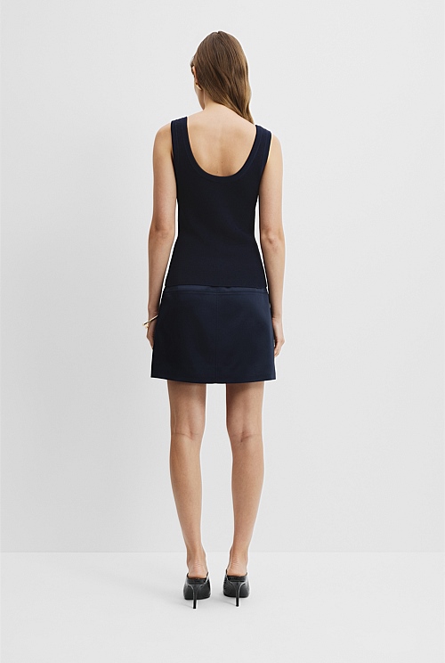 Navy Waffle Knit Tank - Knitwear | Outlet